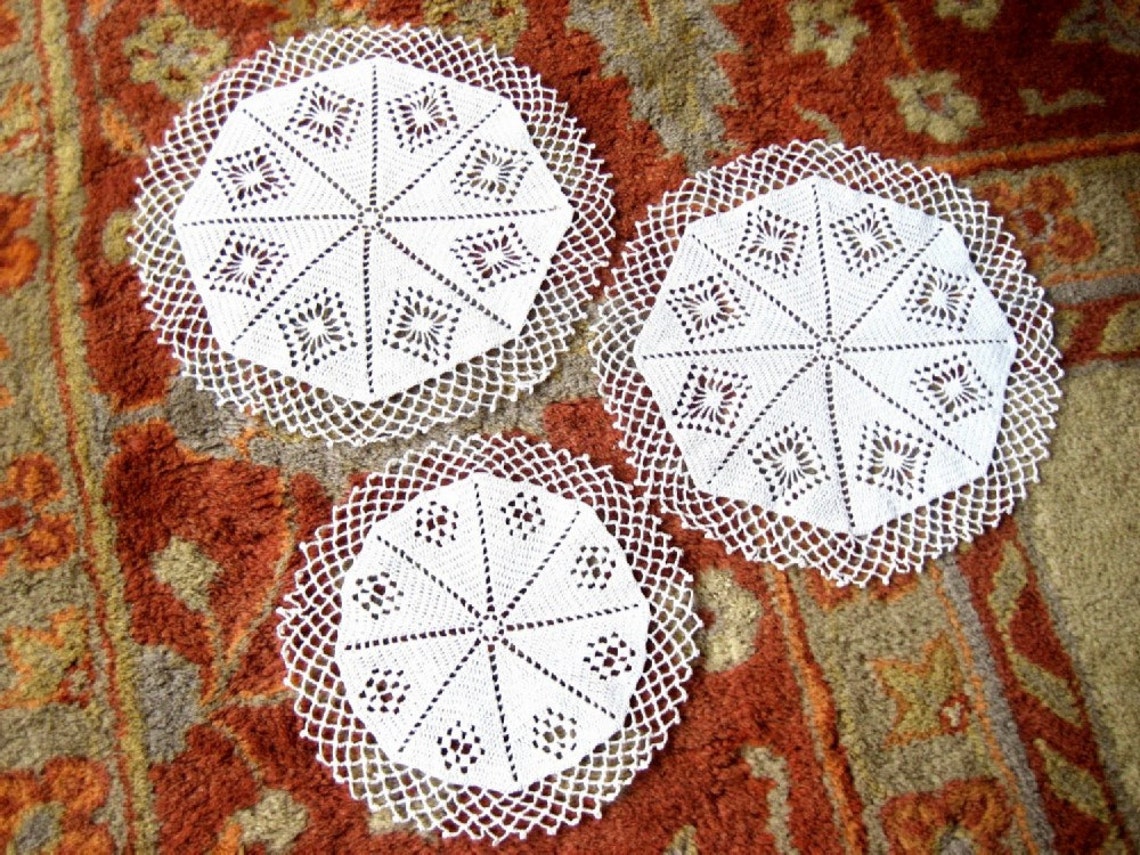 Doily DOILIES Table RUNNER Scarf Matched SET 3 White Hand - Etsy