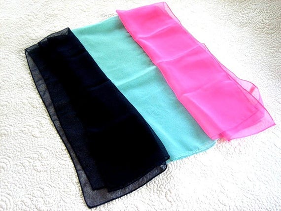 LOT 3 SCARF Vintage 60s Antique Retro Chiffon Scarves… - Gem