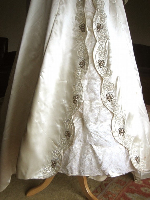 DRESS Vintage Authentic Cream Liquid Satin WEDDING GO… - Gem