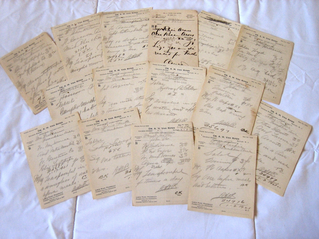 PRESCRIPTIONS Vintage ANTIQUE Rx Pharmacy Druggist Formulas 1919-21 ...