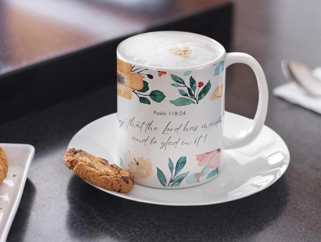 Bible Verse Cup, Psalm 118:24 Ceramic Mug, Christian Coffee Cup, Let Us ...