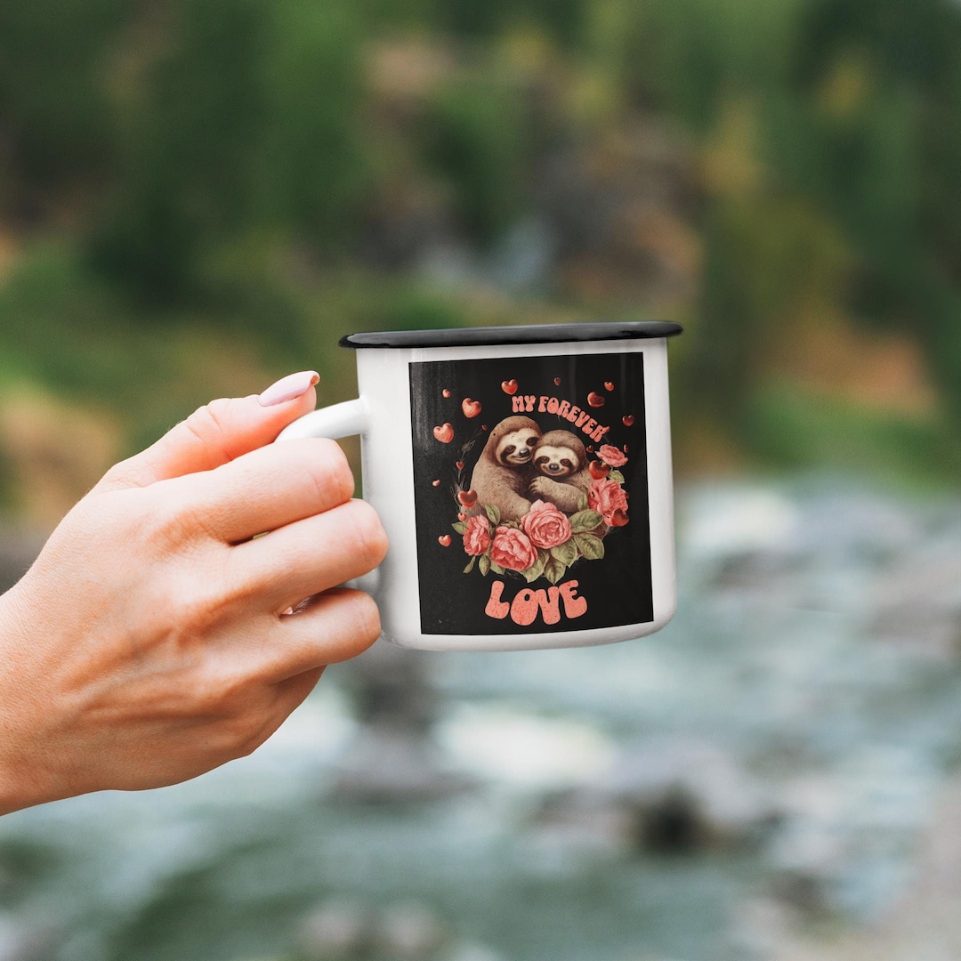 Enamel Camp Cup, Sloth Couple Love Mug, Cute Sloth Gift, Wildlife Lover ...