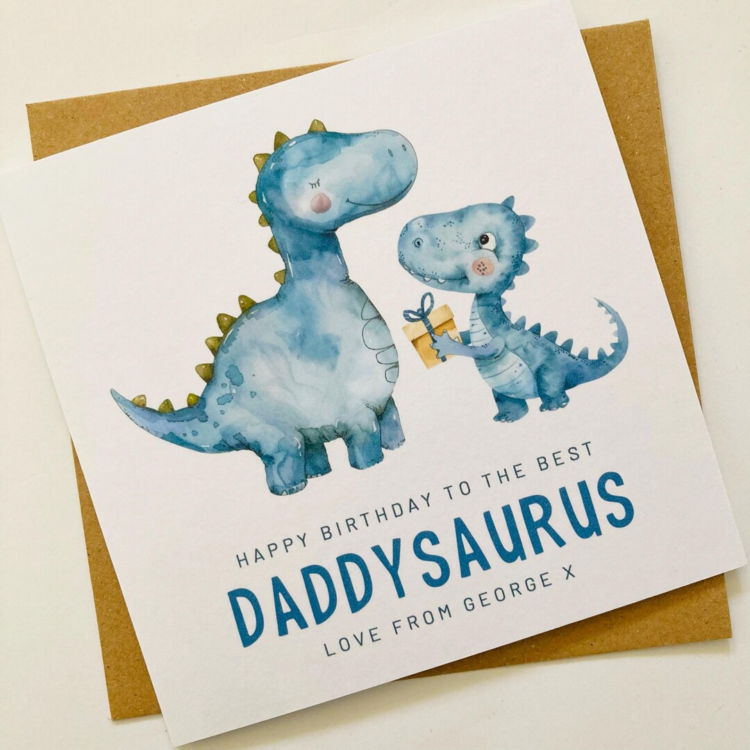 Daddysaurus Birthday Card, Personalised Birthday Card for Daddy, Cute ...
