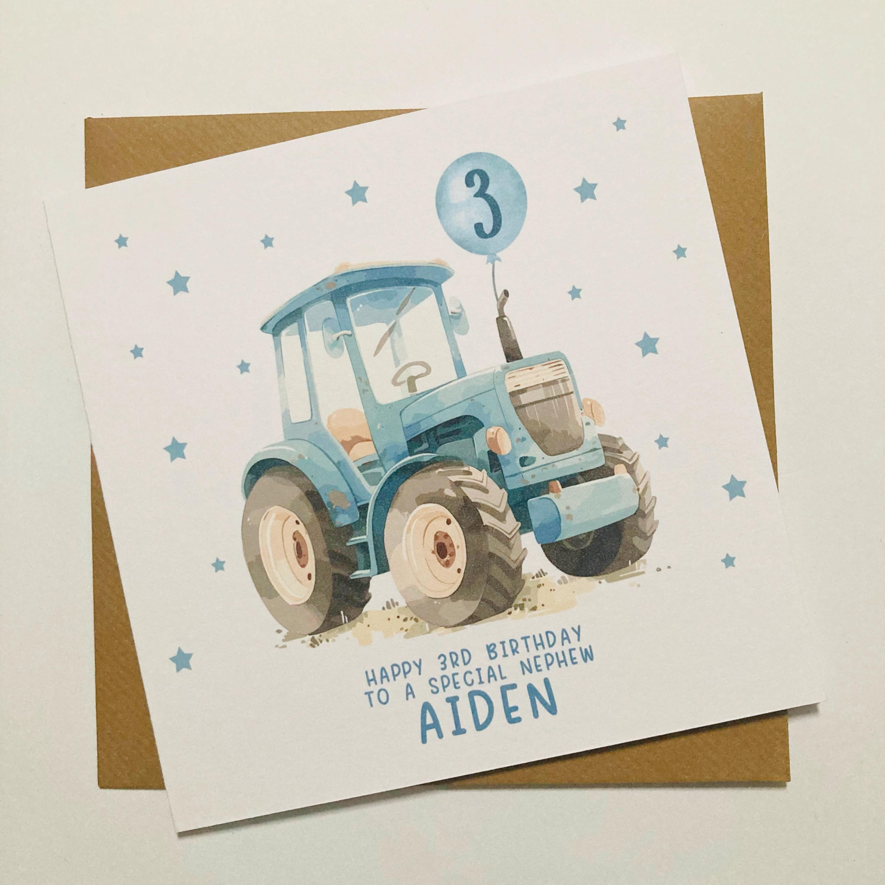 Personalised Tractor Birthday Card, Farm Themed Birthday Card for Son ...
