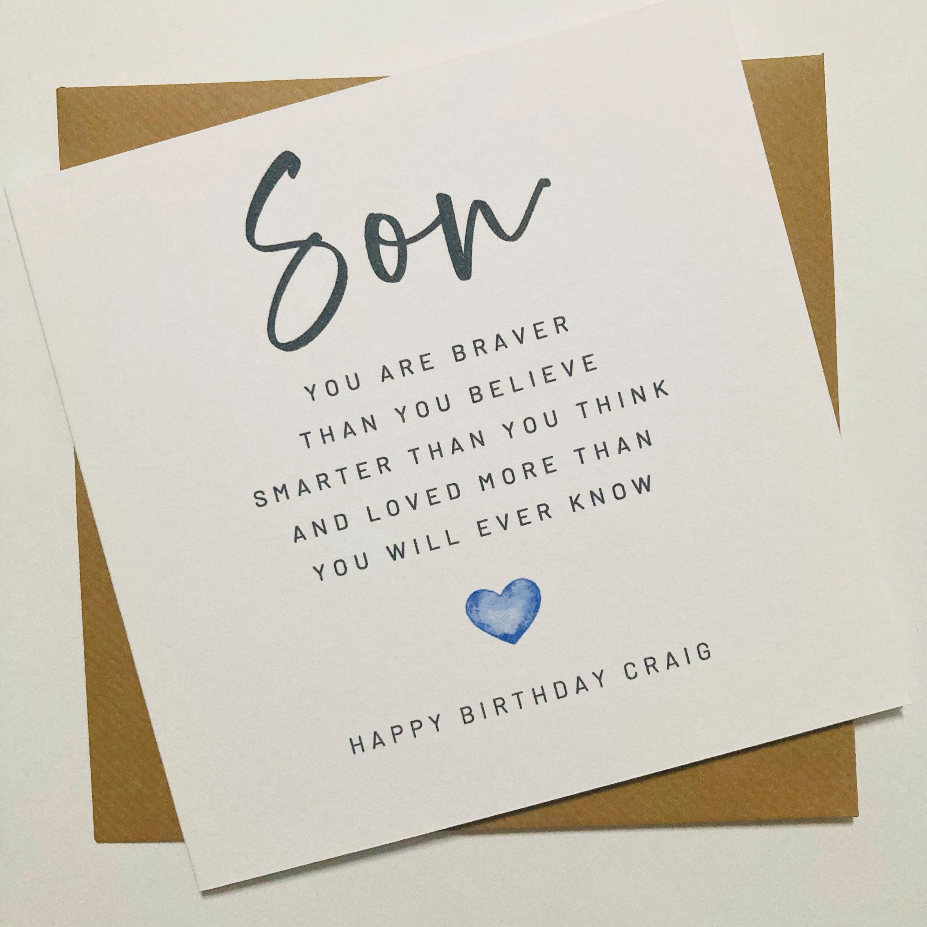 Personalised Son Birthday Card, Adult Son Birthday Card, Special Son ...