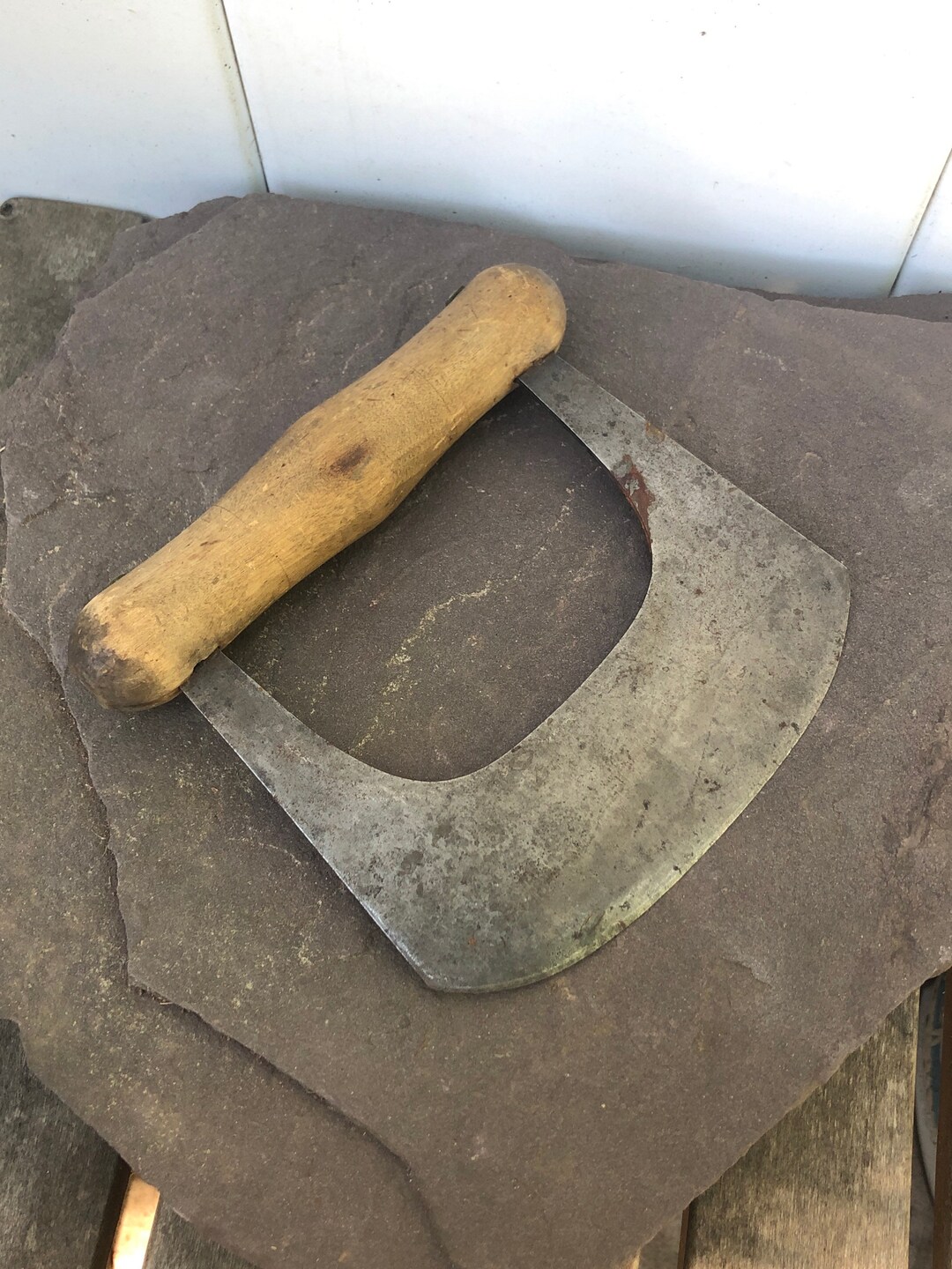 Antique Primitive Steel Blade Herb Chopper Mincer Knife With Wood ...