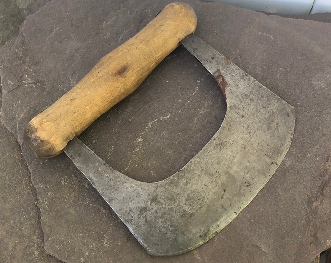 Antique Primitive Steel Blade Herb Chopper Mincer Knife With Wood ...