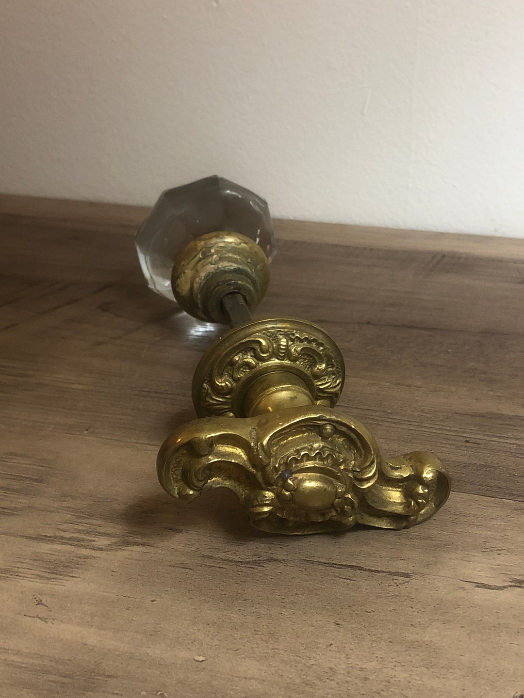 Vintage Antique Brass and Glass Door Knob Set - A4 - Etsy