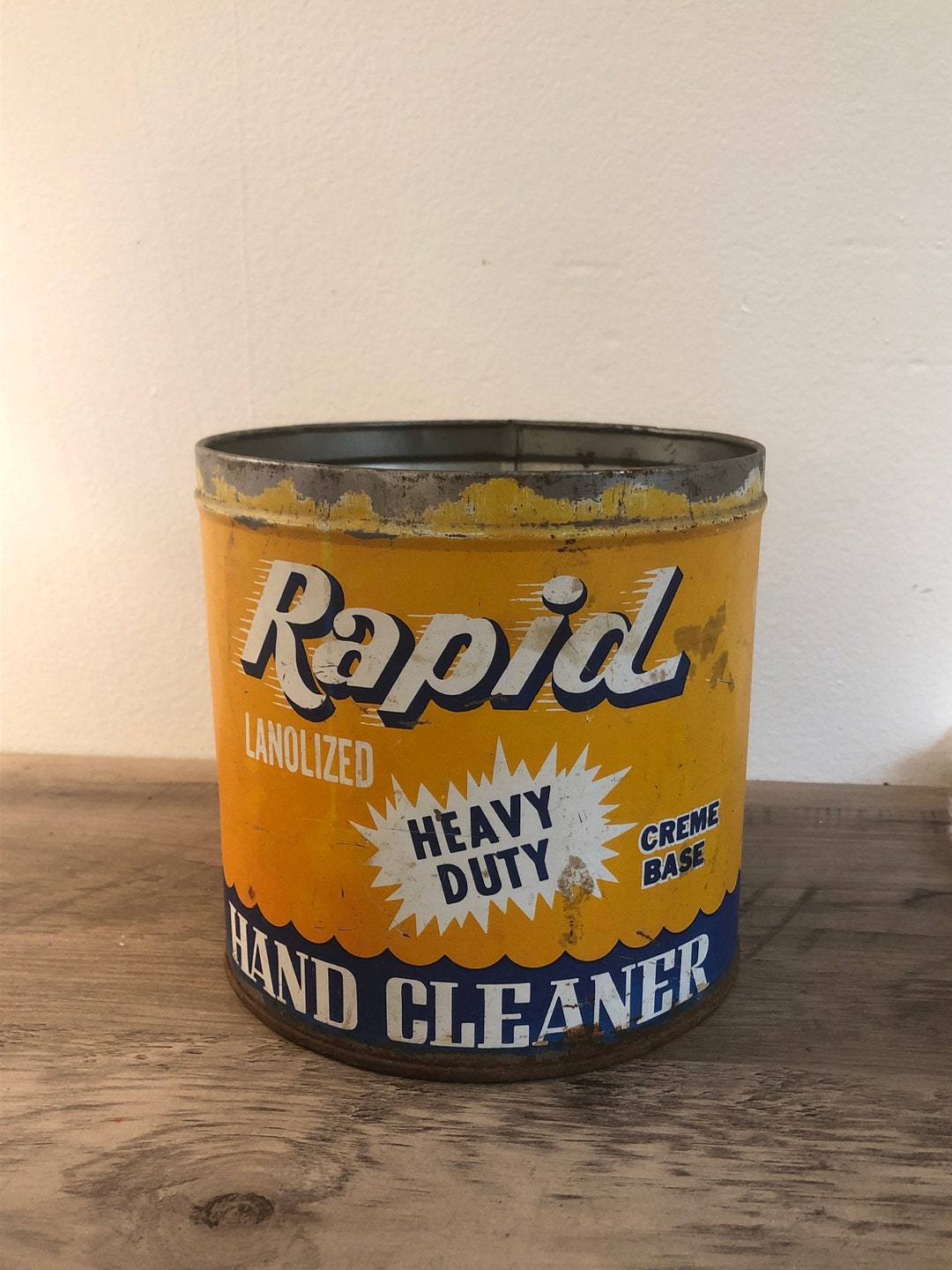 Vintage Large Rapid Lanolized Hand Cleaner Tin Can - Etsy