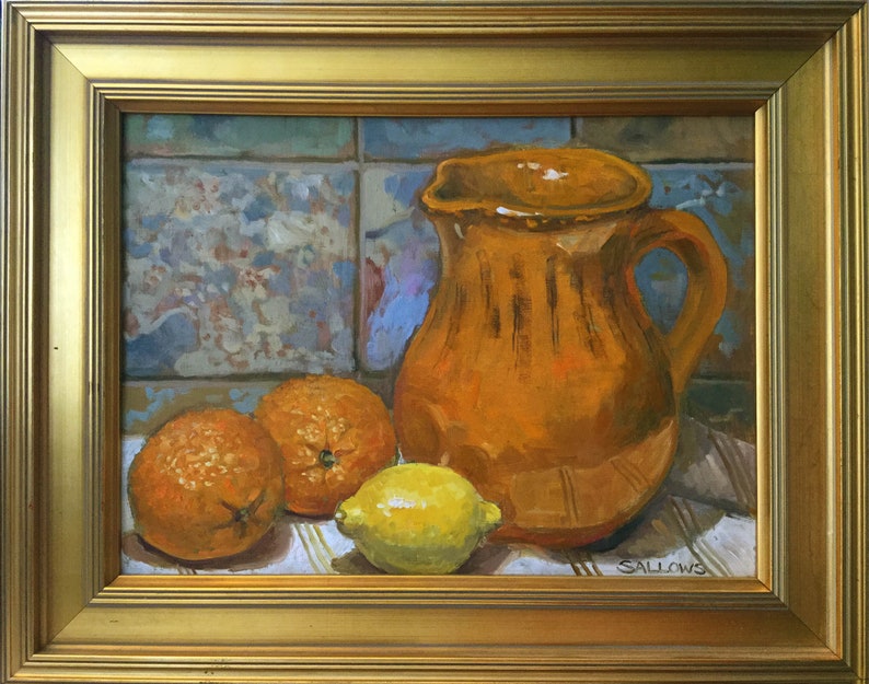 Original Art Still Life Painting Orange Pitcher Alla Prima Realism ...