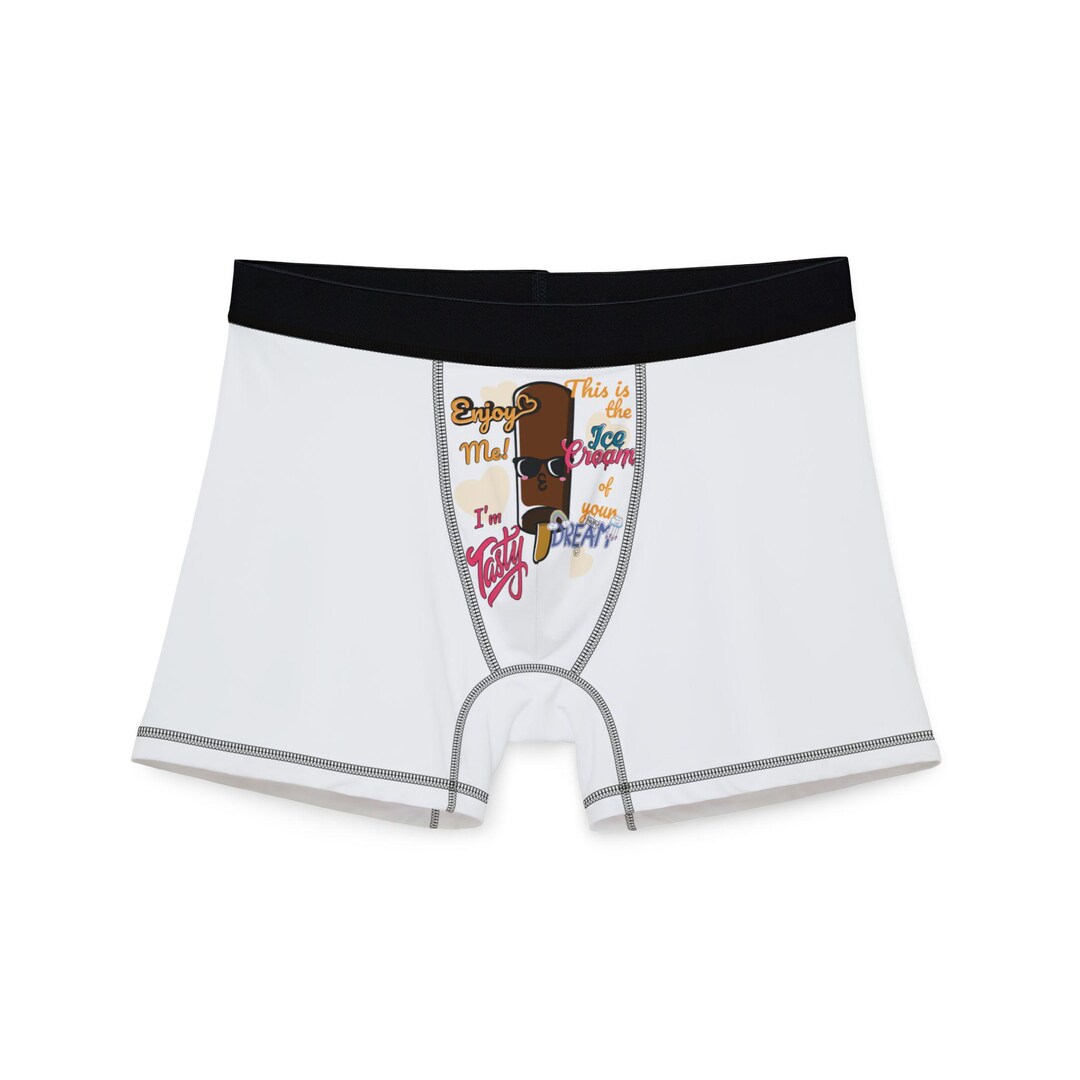 Men's Boxers, Funny Ice Cream Graphic Underwear, Cheeky Phrase Boxer ...