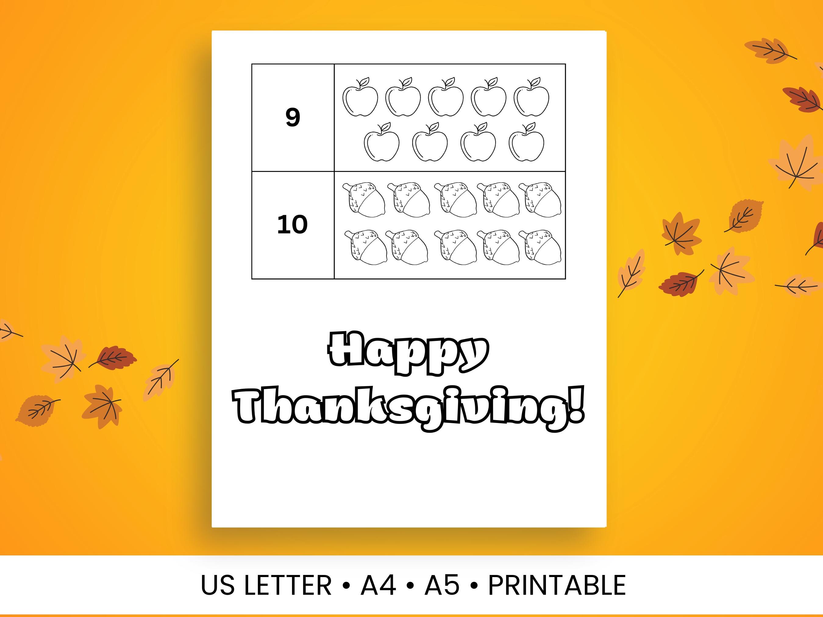 Thanksgiving 1- 10 Counting and Coloring for Kids, Kids Thanksgiving ...