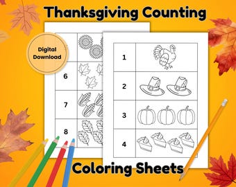 Thanksgiving 1- 10 Counting and Coloring for Kids, Kids Thanksgiving ...