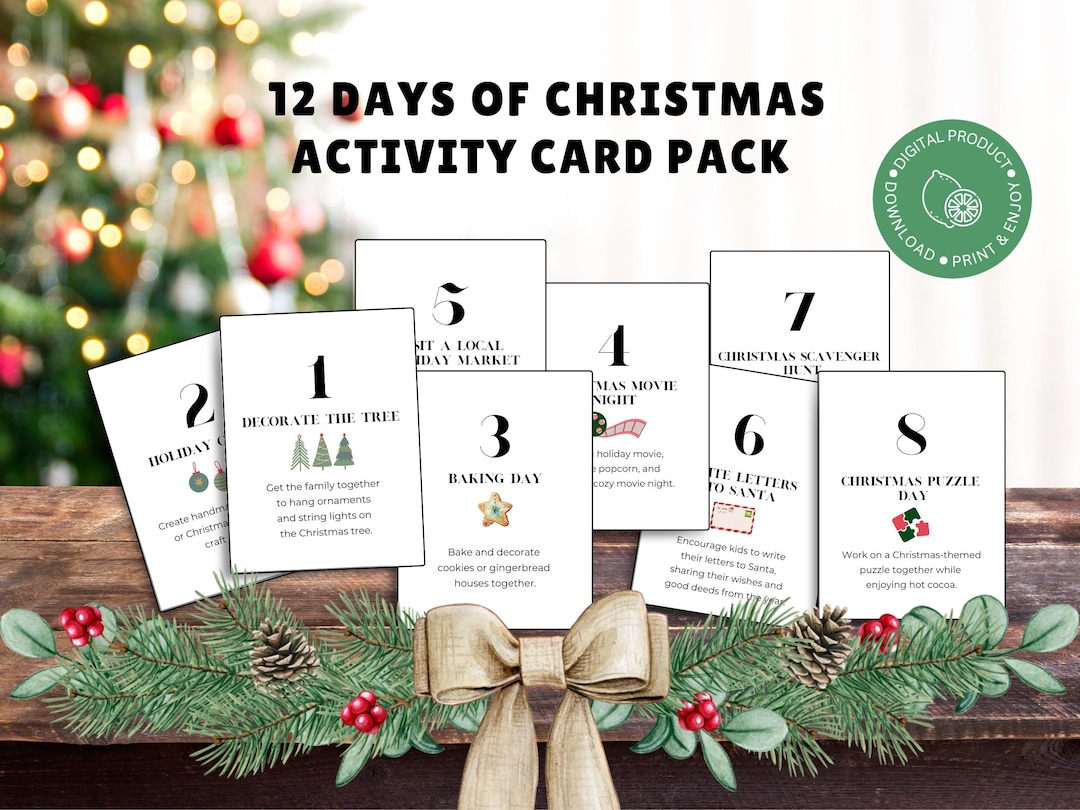 12 Days of Christmas Printable Activity Cards, Christmas Countdown ...