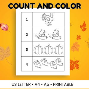 Thanksgiving 1- 10 Counting and Coloring for Kids, Kids Thanksgiving ...
