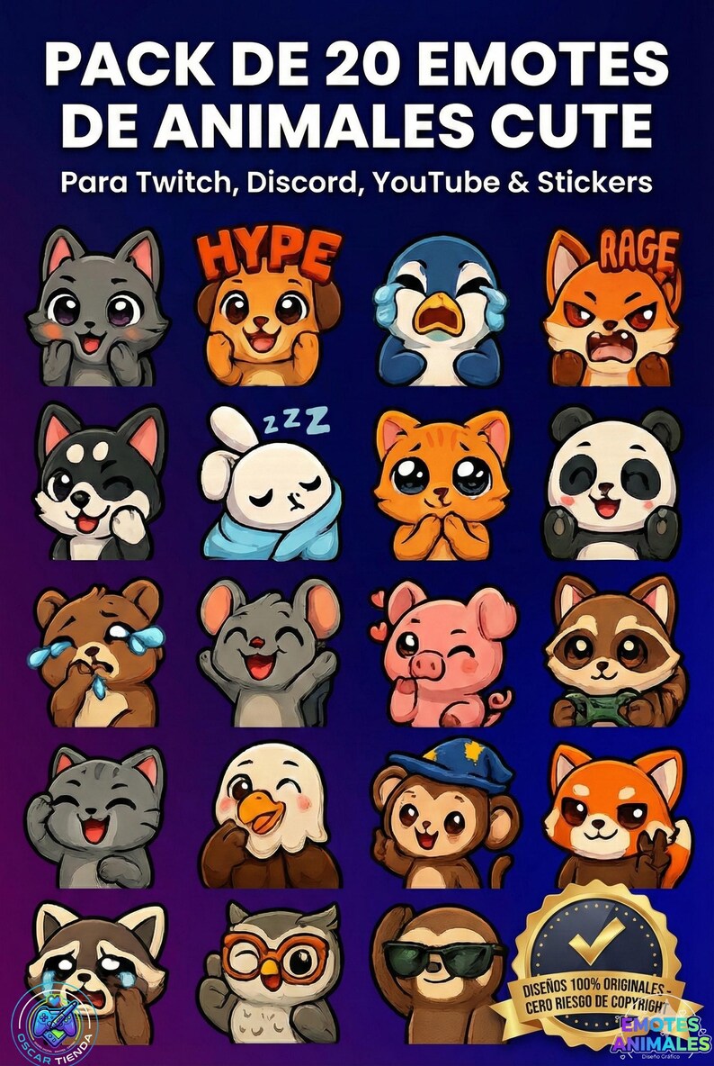 Pack of 20 Cute Animal Emotes for Twitch, Discord and Youtube - Etsy Canada