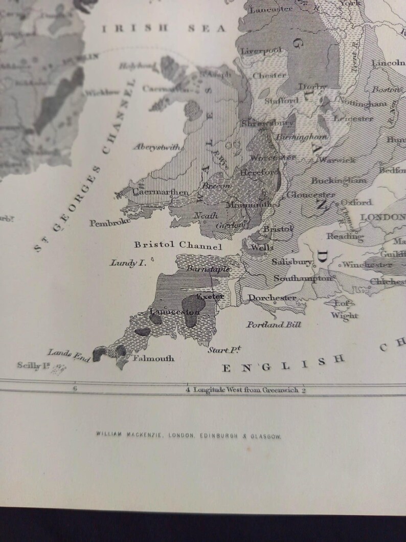 Original Victorian Geological Map of the British Isles – Antique ...