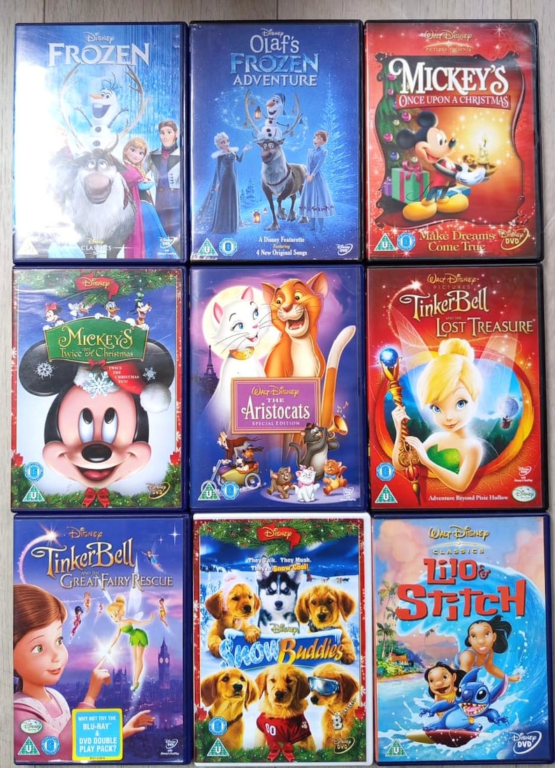 9-movie Kids' Animated DVD Bundle – Frozen, Mickey’s Christmas, Tinker Bell & More! (original ...