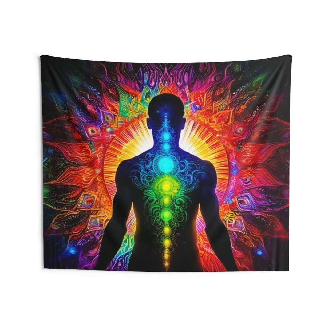 Psychedelic Chakra Tapestry, Trippy Indoor Wall Tapestries for Ceremony ...
