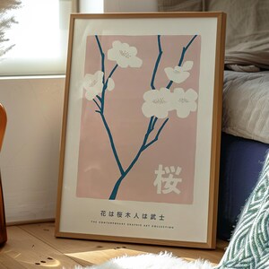 Japanese Cherry Blossom Poster Sakura Wall Art Minimalist Japan Print ...