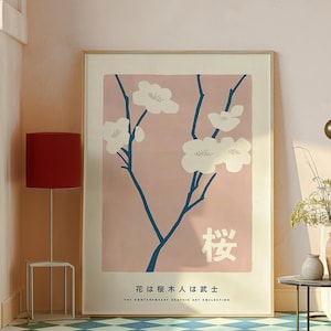 Japanese Cherry Blossom Poster Sakura Wall Art Minimalist Japan Print ...