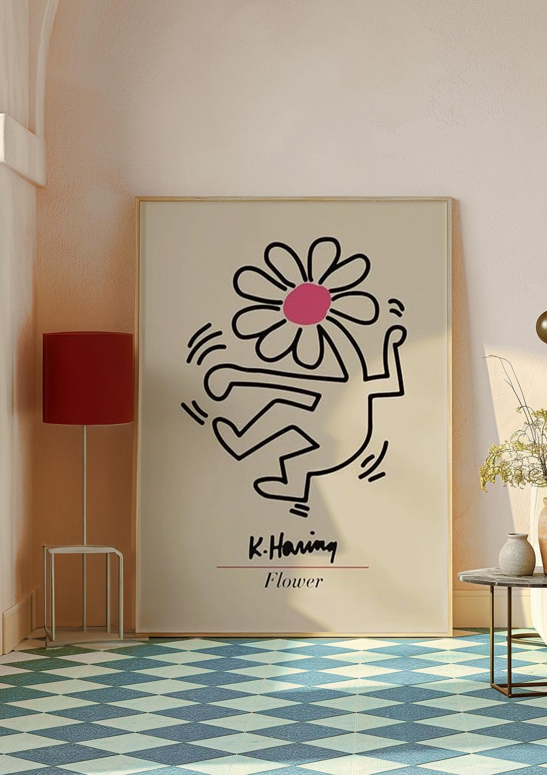 Keith Haring Flower Poster Print Modern Art Wall Decor Abstract Pop Art ...