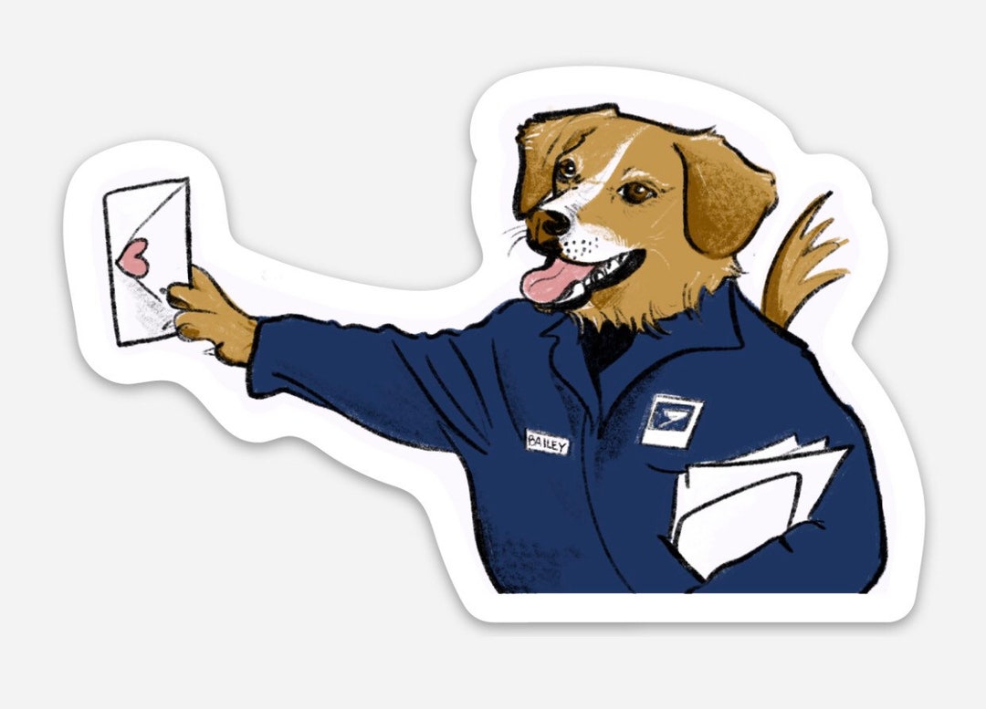 Puppy Mailman Vinyl Sticker / Cute Dog USPS Sticker for Water Bottle ...