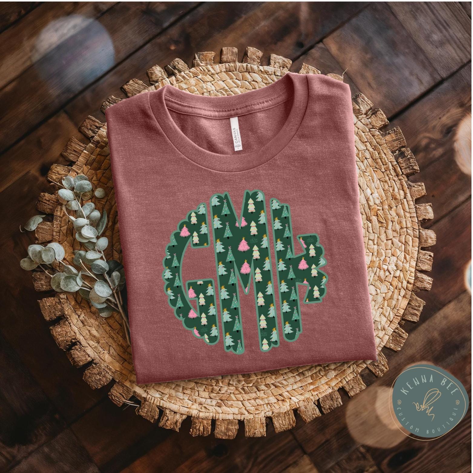 Custom Green Christmas Tree Monogram PNG, Digital Download, Colorful ...