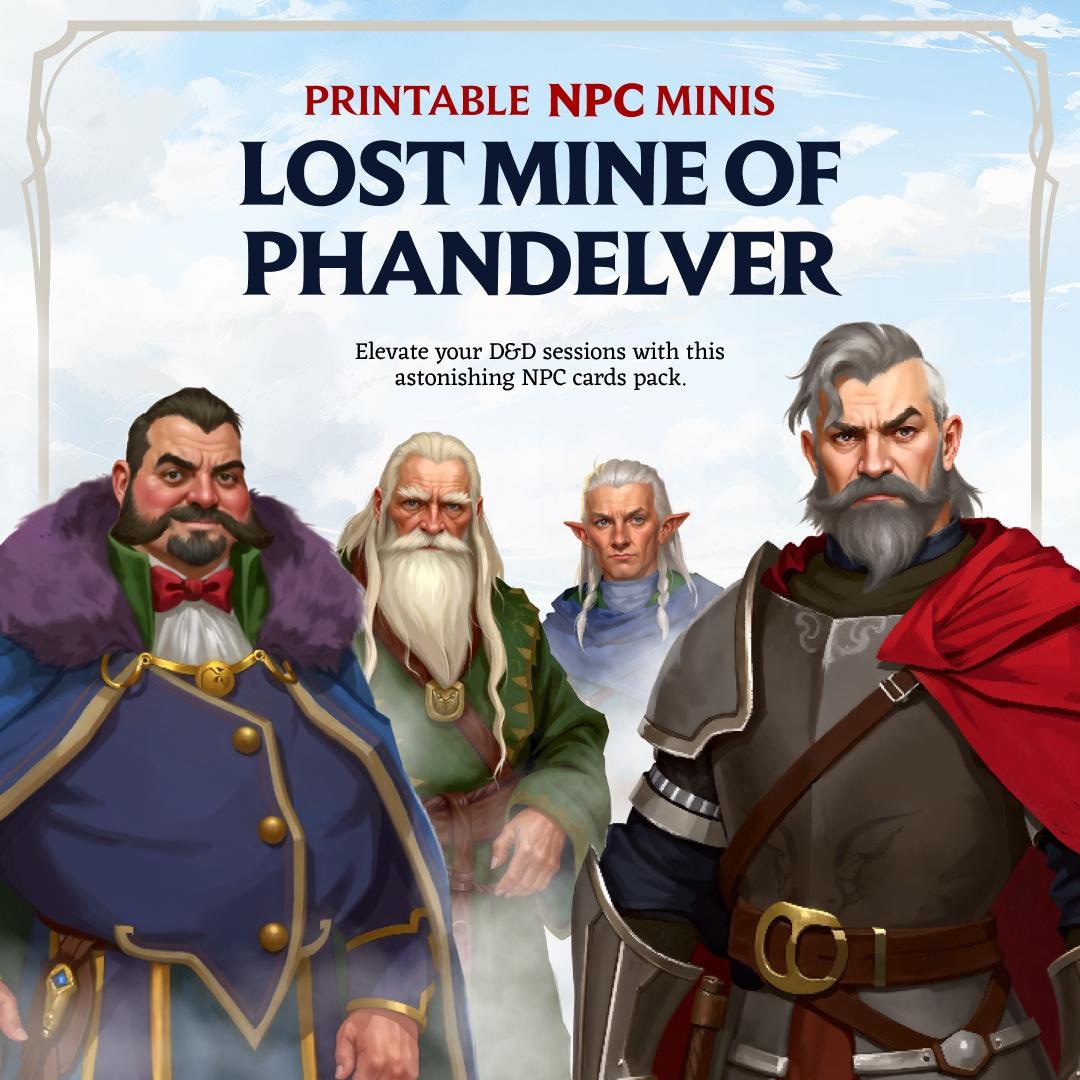 D&D NPC Cards, Lost Mine of Phandelver, NPC Art, Tokens, Foldable Minis ...