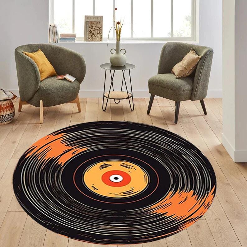 Record, Record Rug, Round Record Rug, Round Rug, Round Music Rug, Music ...