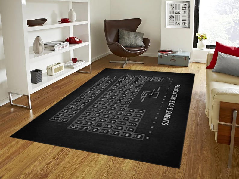 Periodic Table of Elements Area Rug, Washable Personalized Tabular ...