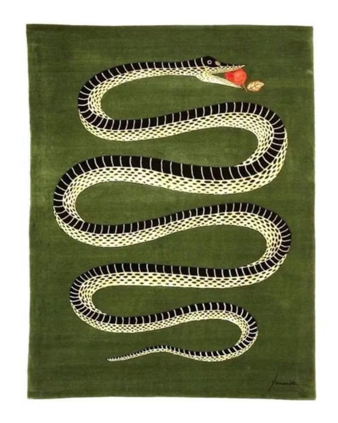 Red and Green Ground Oval Shaped Snake Rugs Modern Carpet, Home Decor ...