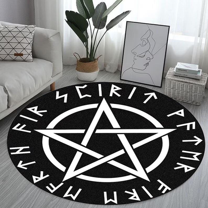 Pentagram Pentacle Wicca Runes Witchcraft, Wiccanhd, Emblem, Logo Rug ...