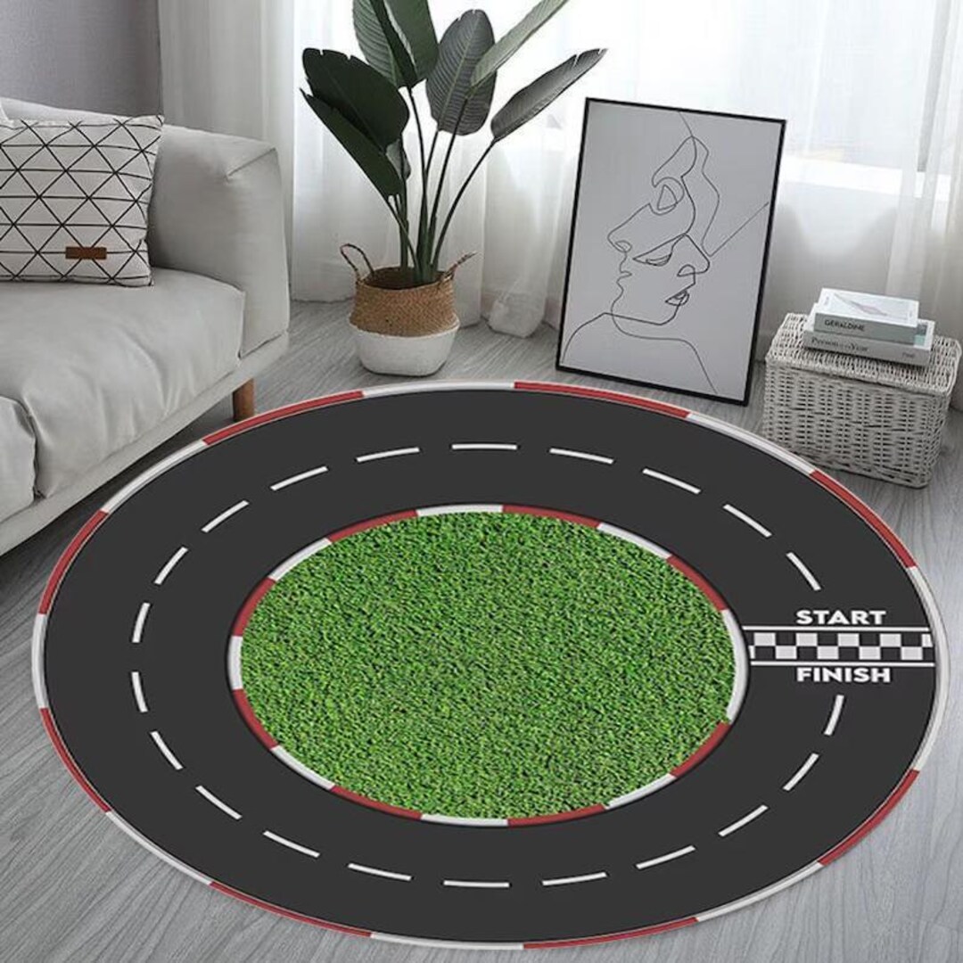 Round Race Track, Racing Rug, Start Line, Finish Line, Round Racetrack ...
