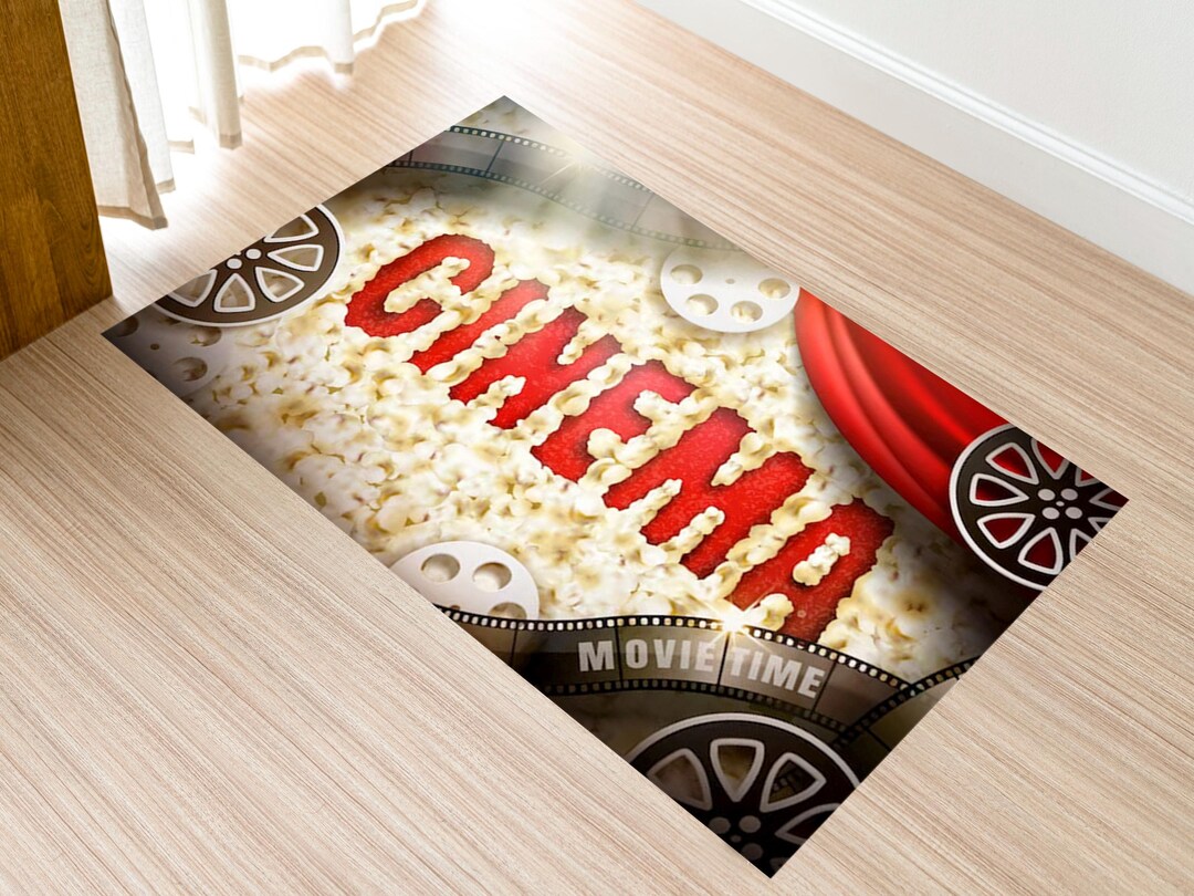 Cinema Film Rug, Cinema Rug, Retro Film Rug, Popcorn Pattern Rug, Film ...