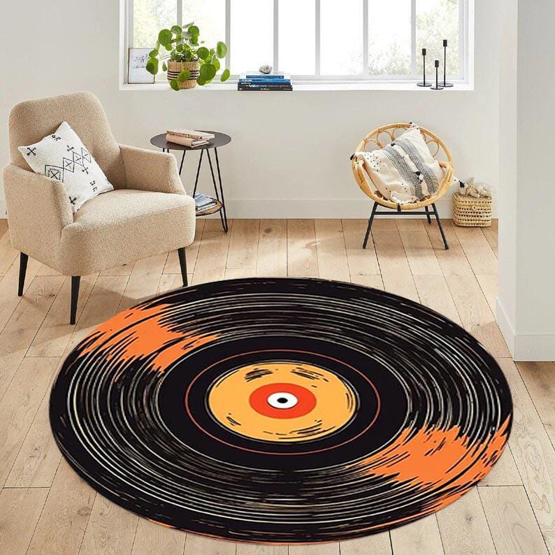 Record, Record Rug, Round Record Rug, Round Rug, Round Music Rug, Music ...