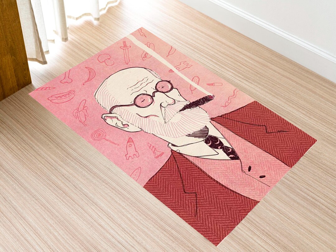 Freud Rug, Cool Rugs for Hypebeast Decor, Red Funky Washable Rug ...
