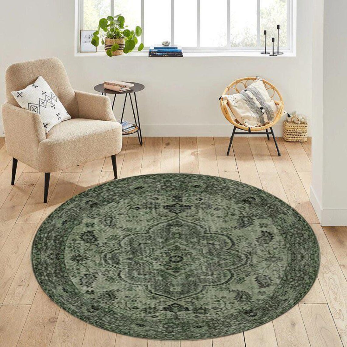 Green Round Rug, 8 Ft Round Rug, 5 Feet Round Rug, 9 Feet Round Rug, 6 ...