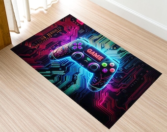 Gaming Rug for Gamers, Video Game Themed Carpet, Arcade Room Floor Mat ...