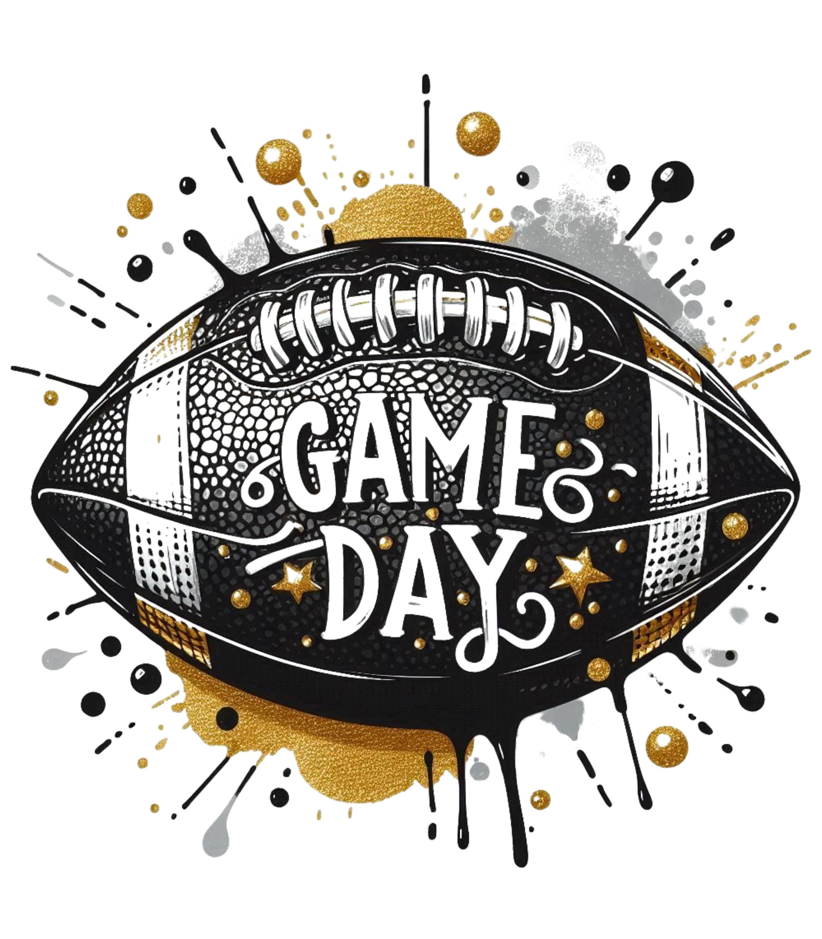 Black and Gold Game Day, Football Team, PNG, Digital Image, Digital ...