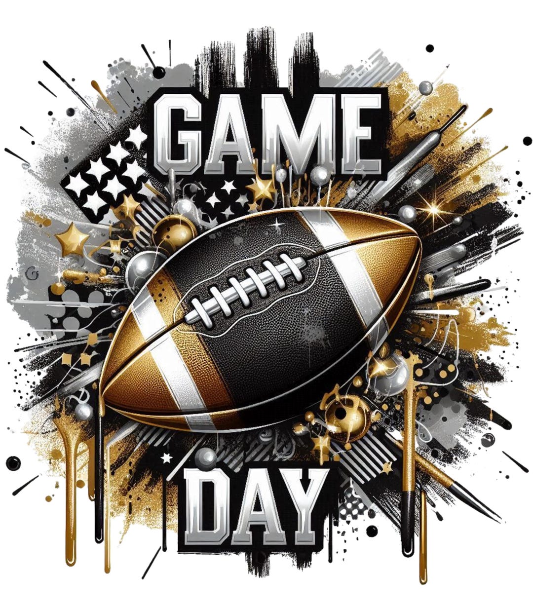 Black and Gold Game Day, Football Team, PNG, Digital Image, Digital ...