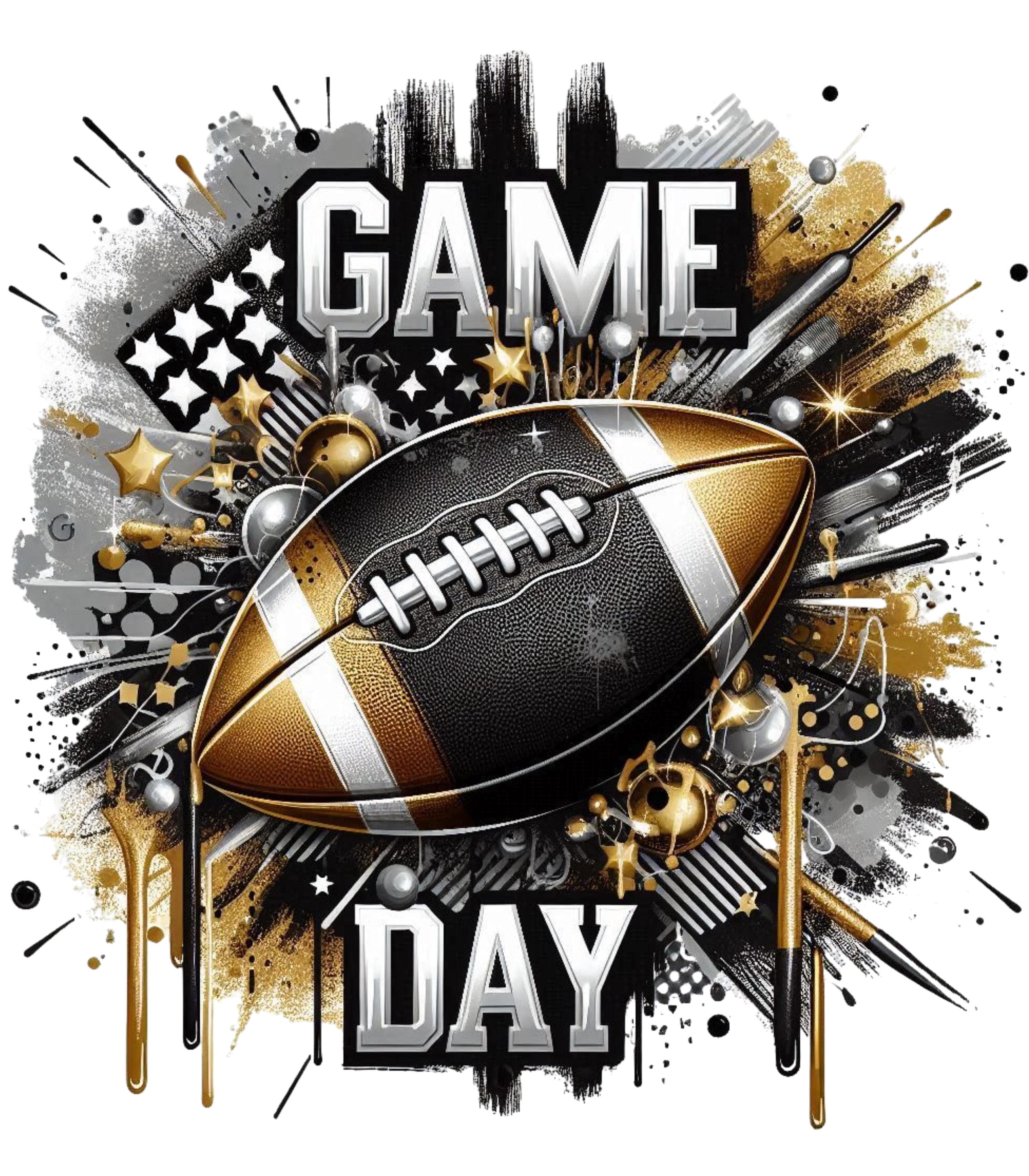 Black and Gold Game Day, Football Team, PNG, Digital Image, Digital ...