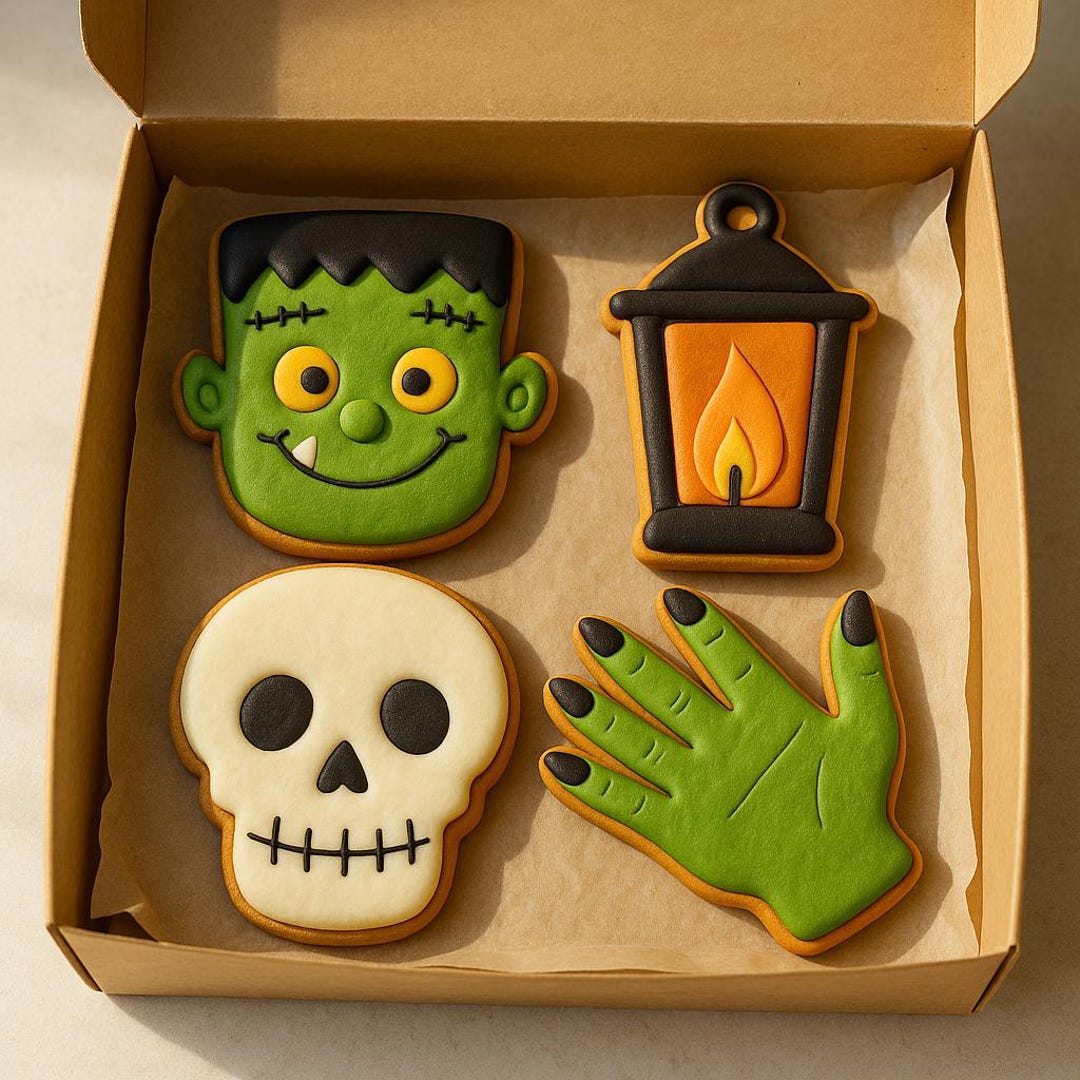 Halloween Frankenstein Skull Lantern Hand Cookies – Spooky Decorated ...