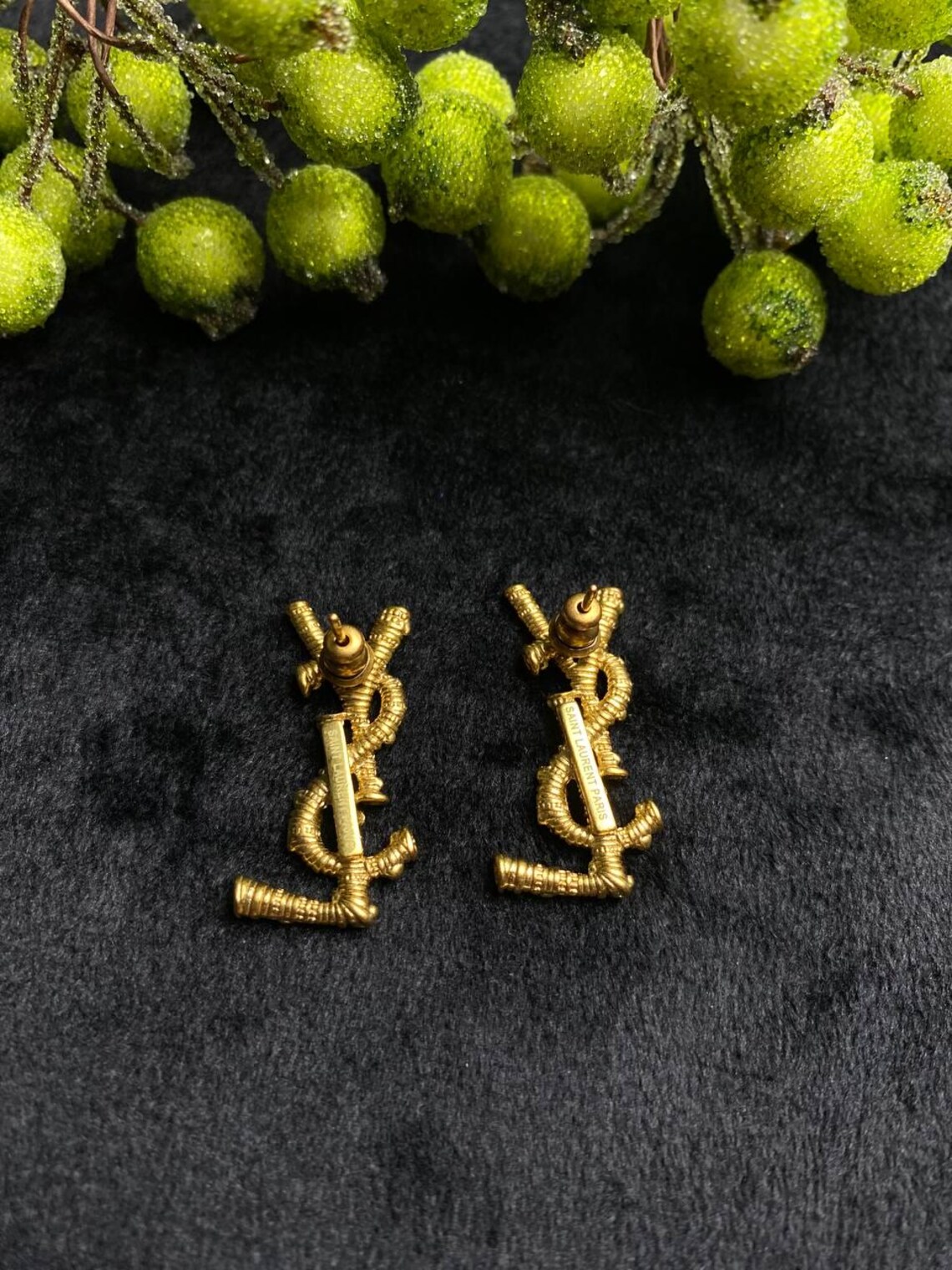 Luxury Yves Saint Laurent Gold YSL Logo Designer Stud Earrings - Etsy