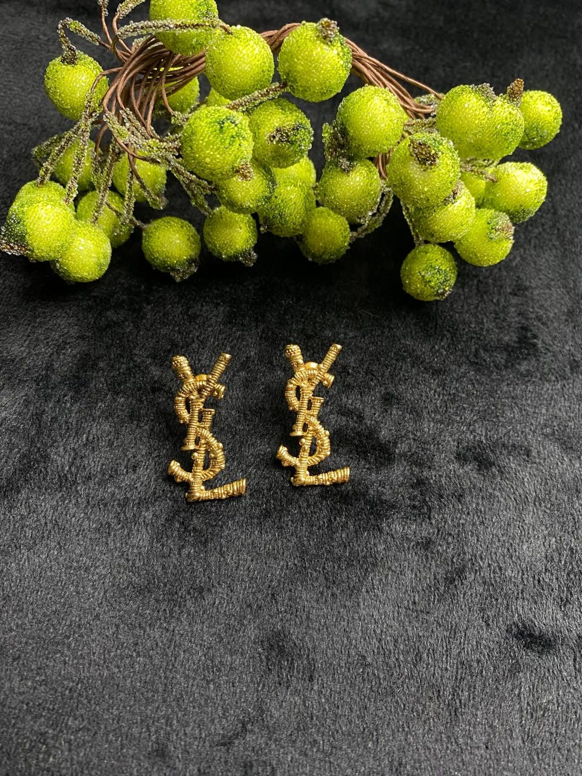 Luxury Yves Saint Laurent Gold YSL Logo Designer Stud Earrings - Etsy