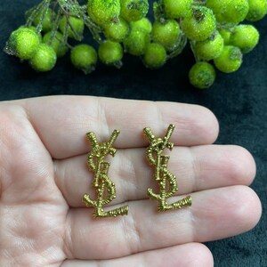 Luxury Yves Saint Laurent Gold YSL Logo Designer Stud Earrings - Etsy