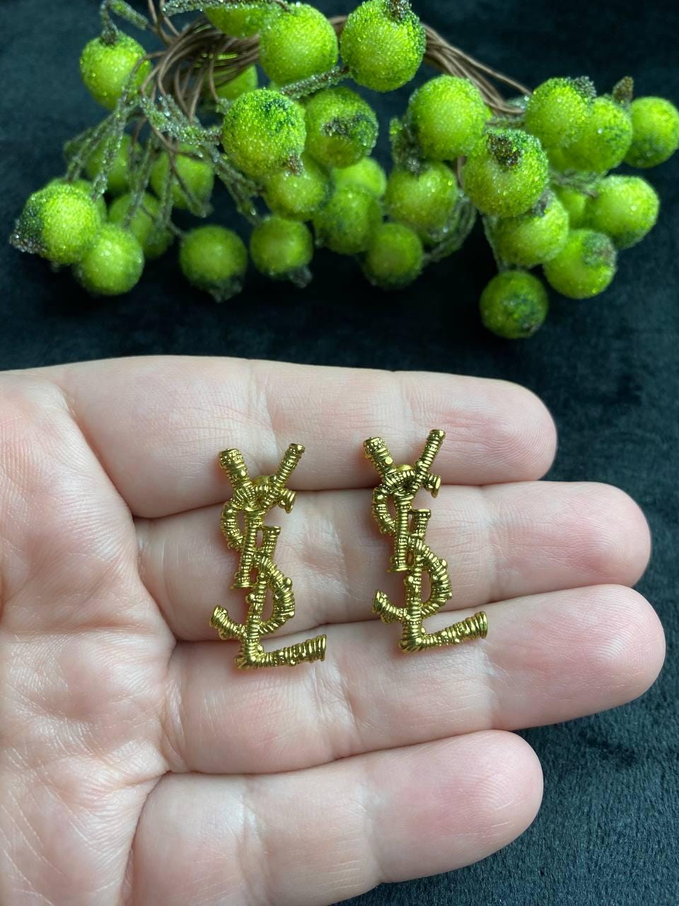 Luxury Yves Saint Laurent Gold YSL Logo Designer Stud Earrings - Etsy