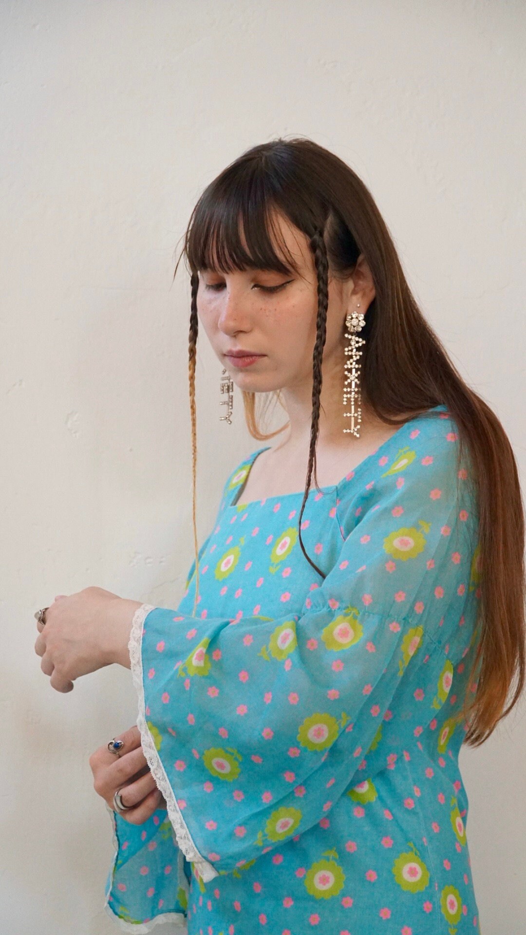 70s Lilith Maxi Dress/ Flower Power Bell Sleeves/ Size Small - Etsy
