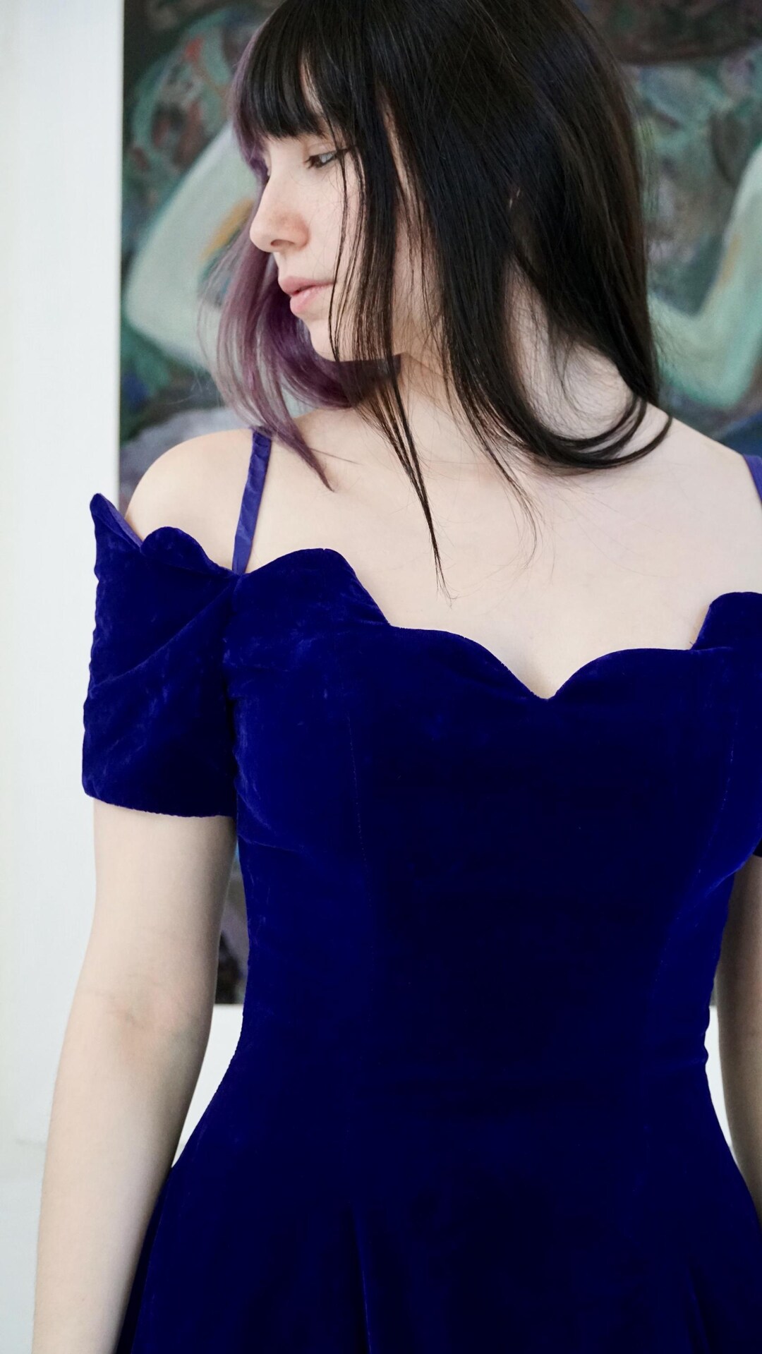 1990s Karen Lucas for Niki Purple Velvet Dress – Scalloped Sweetheart ...