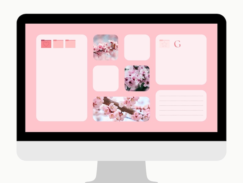 Pink Aesthetic Desktop Organizer Wallpaper, Soft Laptop Wallpaper for ...